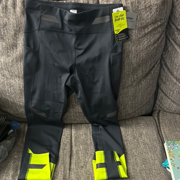 Brooks | Pants & Jumpsuits | Brooks Gray And Neon Yellow Run Visible ...